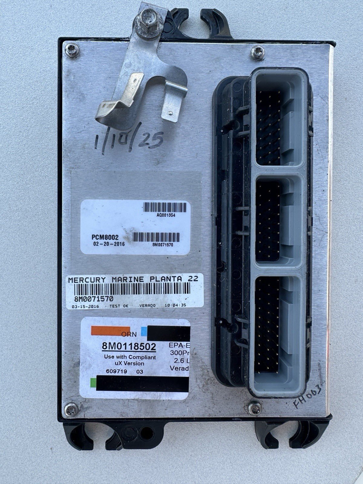 2016 Mercury Verado 300 HP Outboard Computer PCM8002 ECU 8M0118502 ...